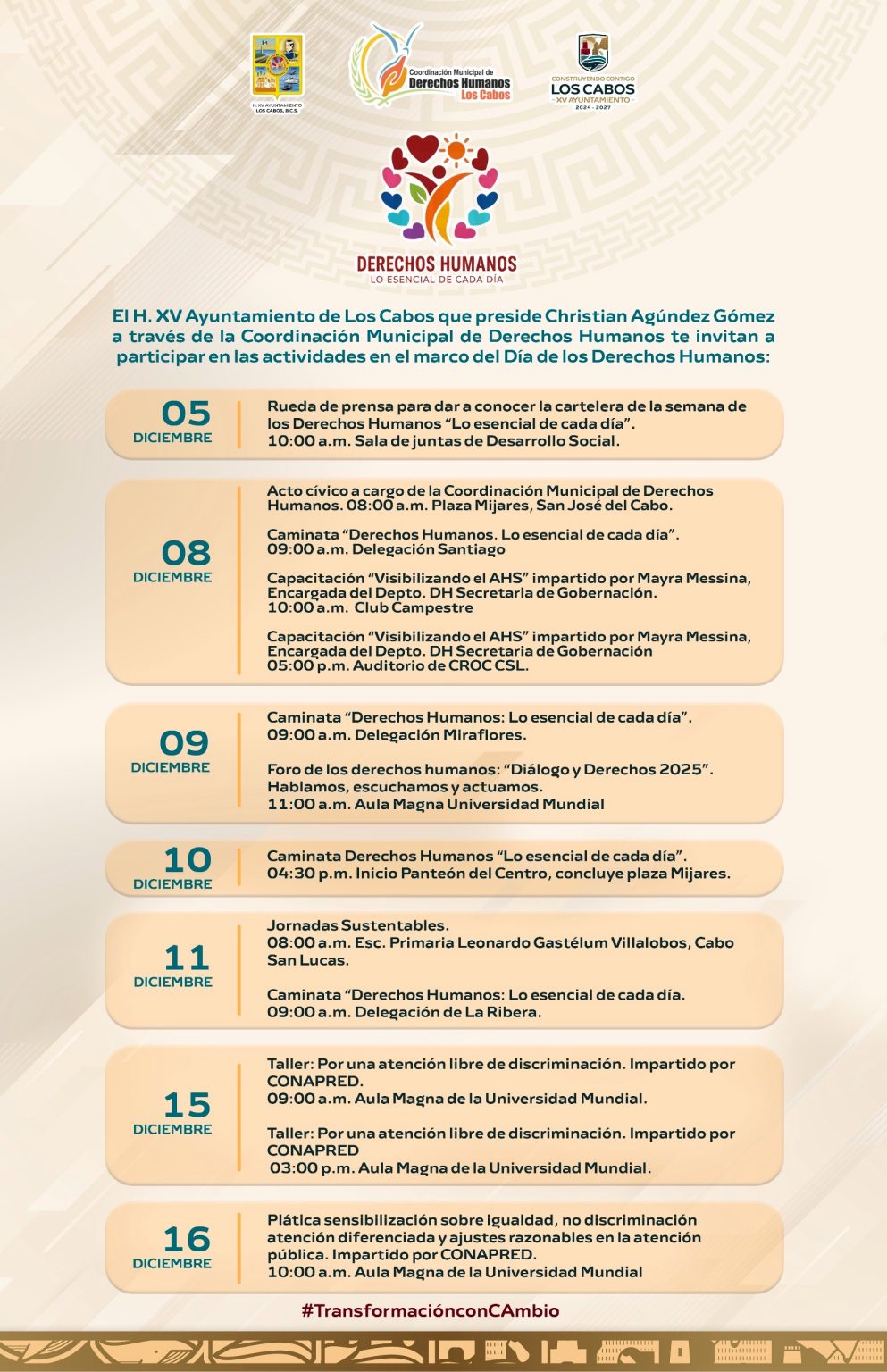 Los Cabos anuncia Semana de los Derechos Humanos con caminatas, foros y ...